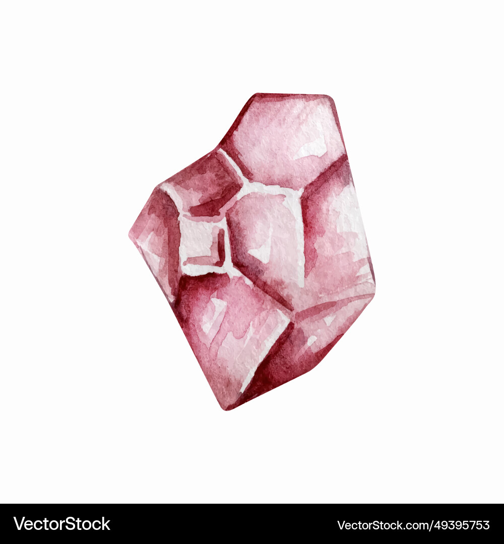 Watercolor red crystal Royalty Free Vector Image