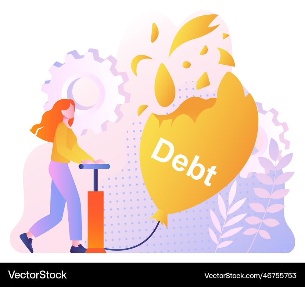 Woman with debt concept Royalty Free Vector Image