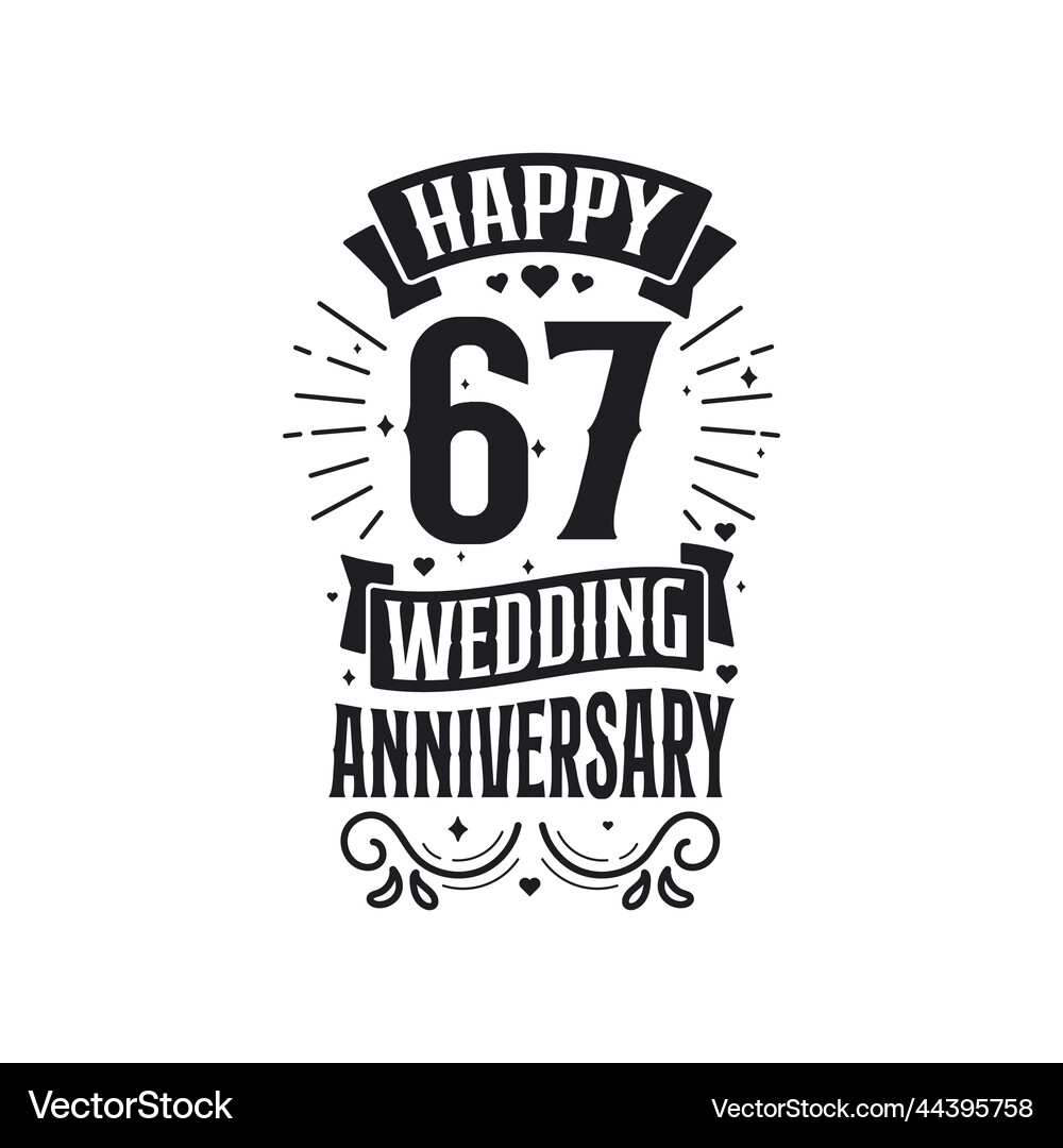 67 years anniversary celebration typography Vector Image