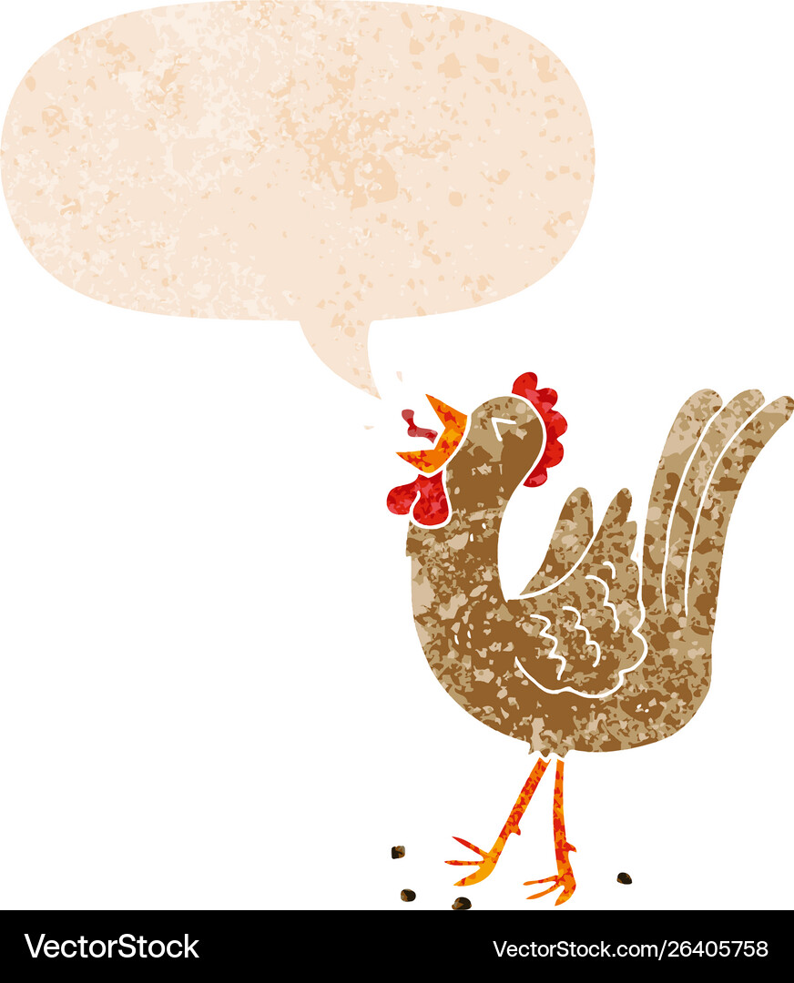 Cartoon crowing cockerel and speech bubble Vector Image