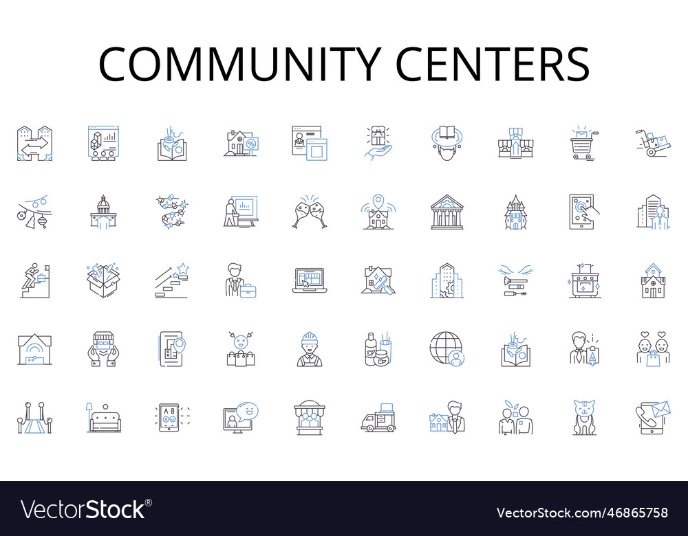 Community centers line icons collection Royalty Free Vector