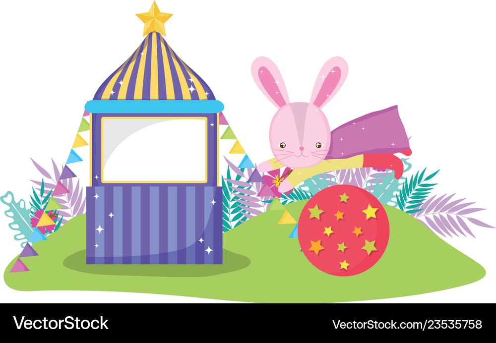 Cute circus rabbit with layer in balloon Vector Image