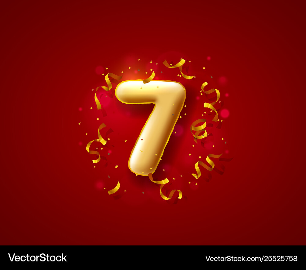 Festive ceremony balloons 7th numbers Royalty Free Vector