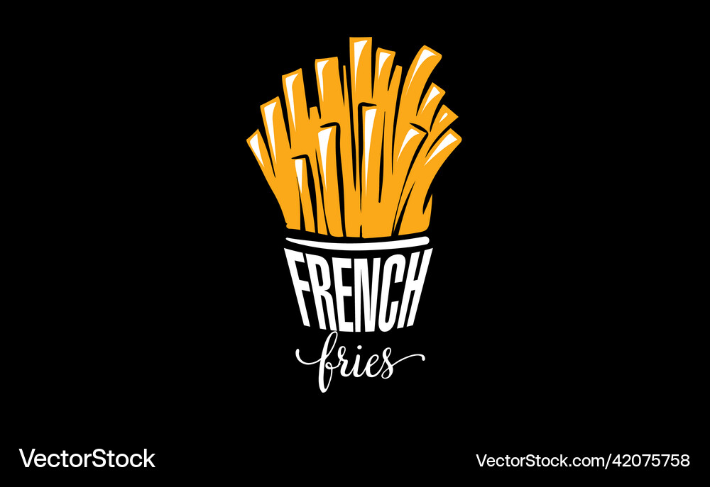 French fries on a black Royalty Free Vector Image