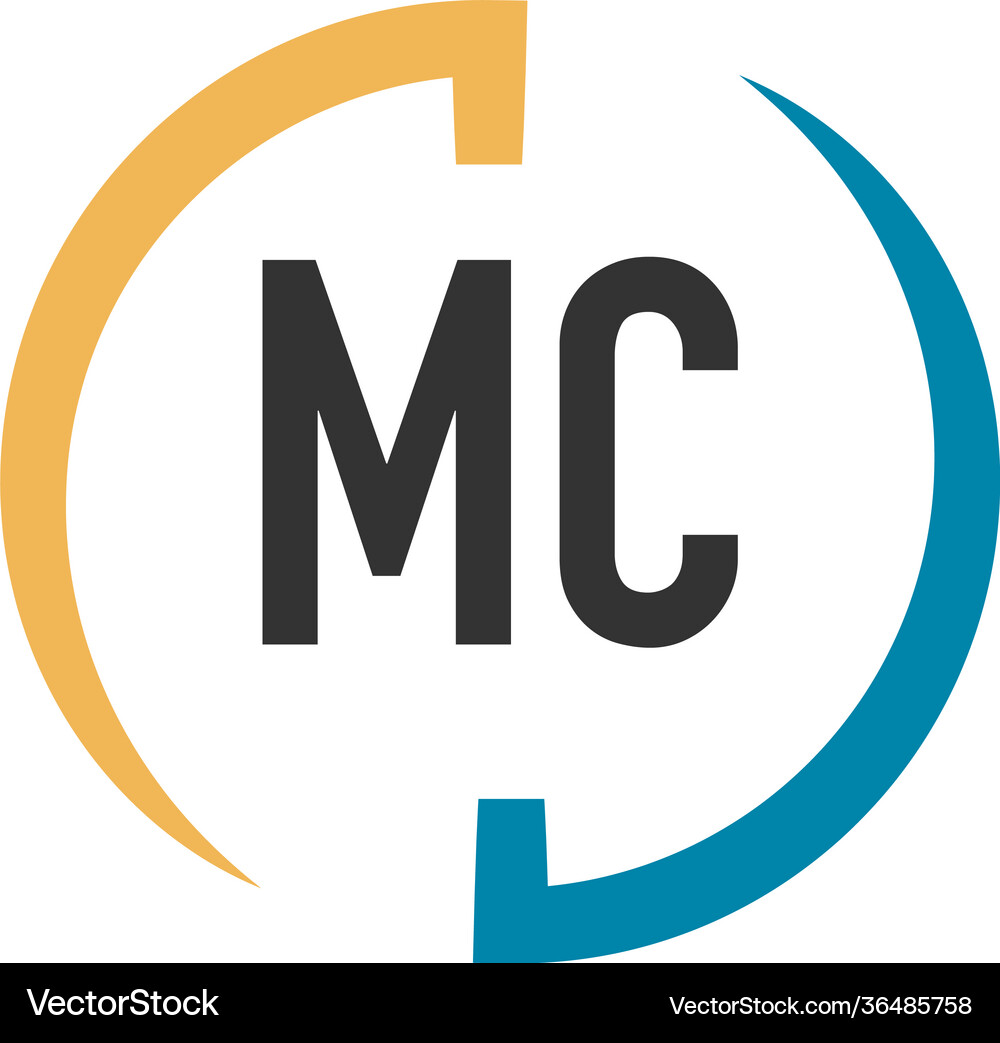 Initial letter mc swoosh design logo concept Vector Image