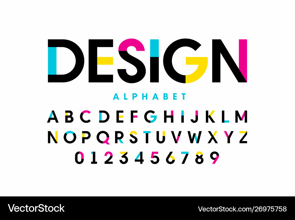 Modern bright colorful font design alphabet Vector Image