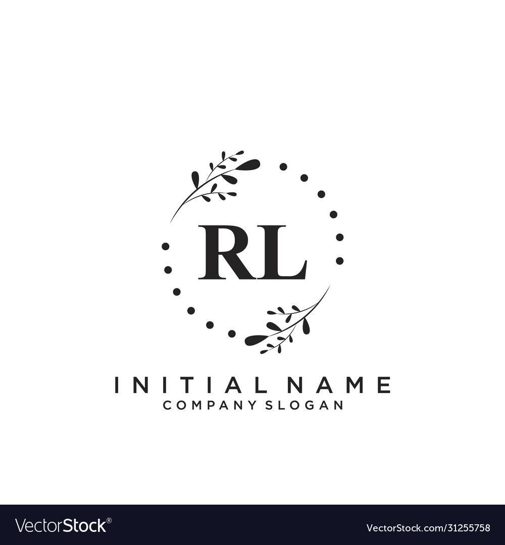 Rl initial handwriting logo design Royalty Free Vector Image