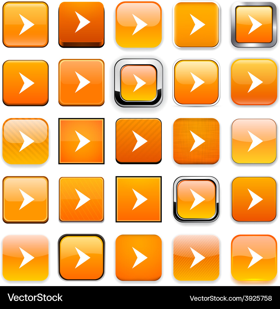 Square orange arrow icons Royalty Free Vector Image