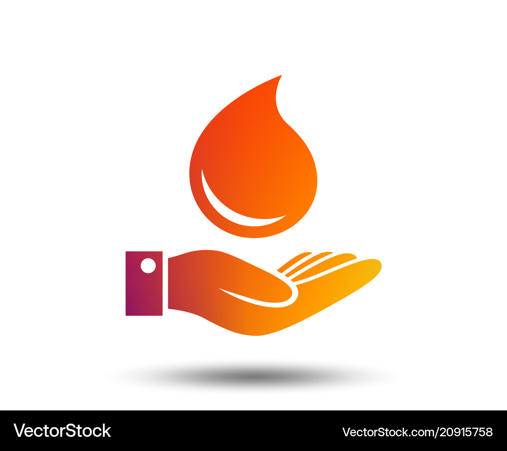 Water drop and hand sign save symbol Royalty Free Vector