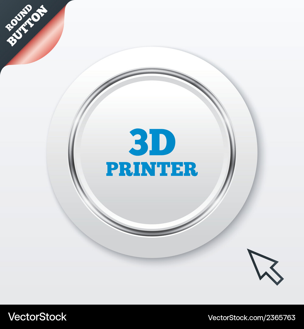 3D Printing Icon - Metallic Button Royalty Free Vector Image