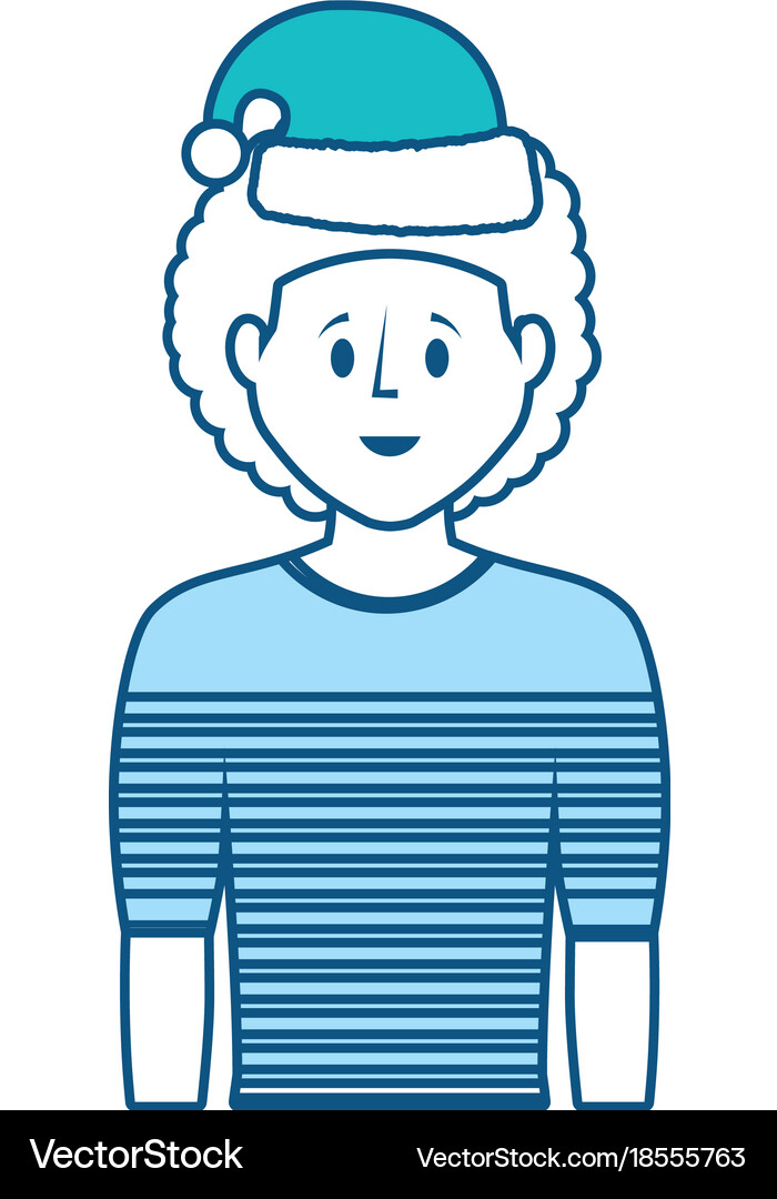 Cartoon man with christmas hat icon Royalty Free Vector