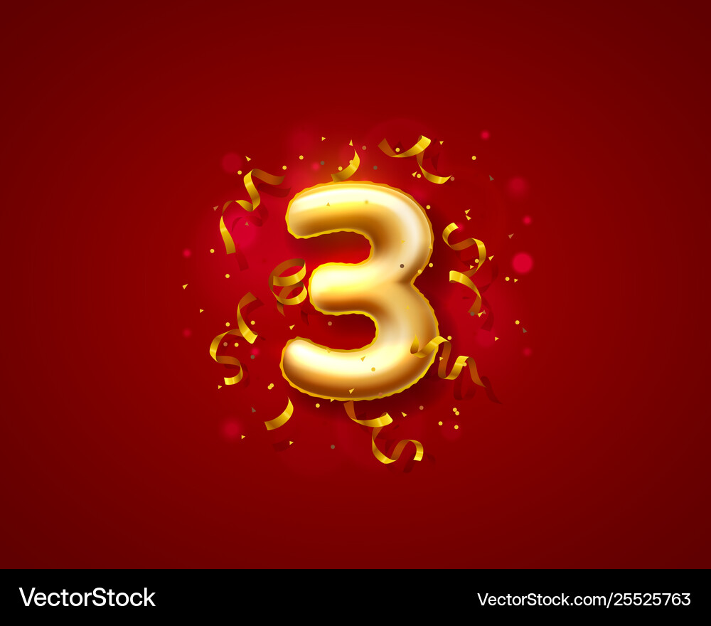 Festive ceremony balloons 3th numbers Royalty Free Vector