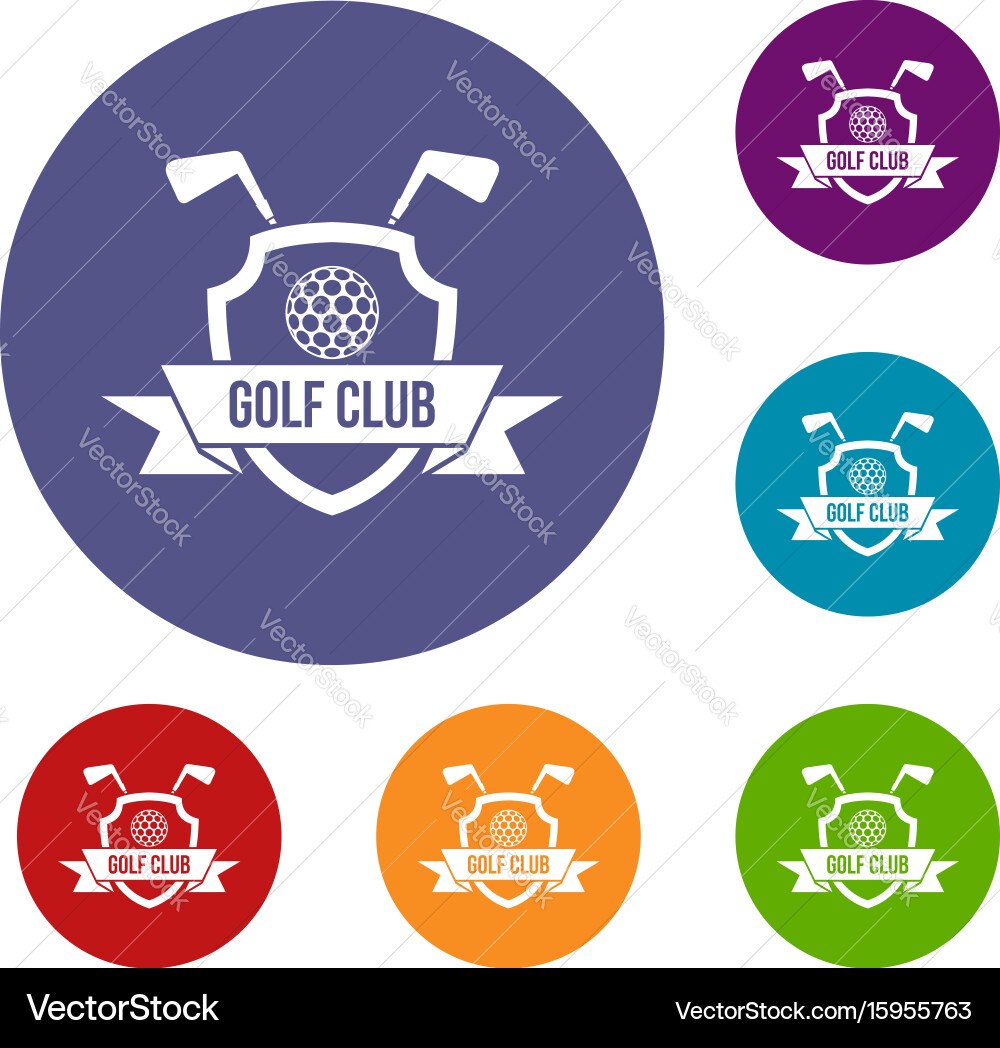 Golf club emblem icons set Royalty Free Vector Image