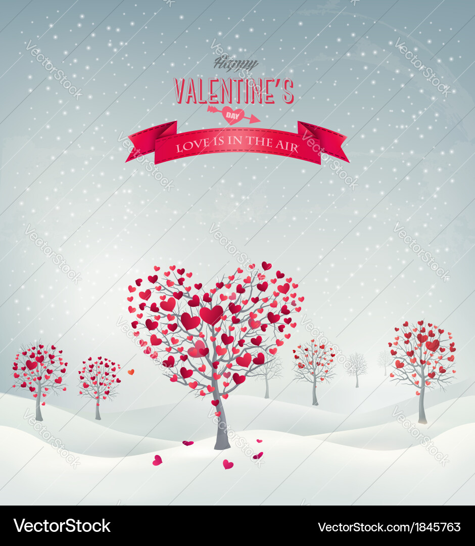 Holiday retro background valentine trees Vector Image