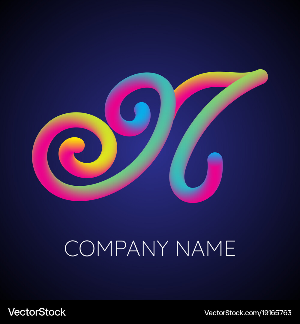 N letter logo icon blending color Royalty Free Vector Image