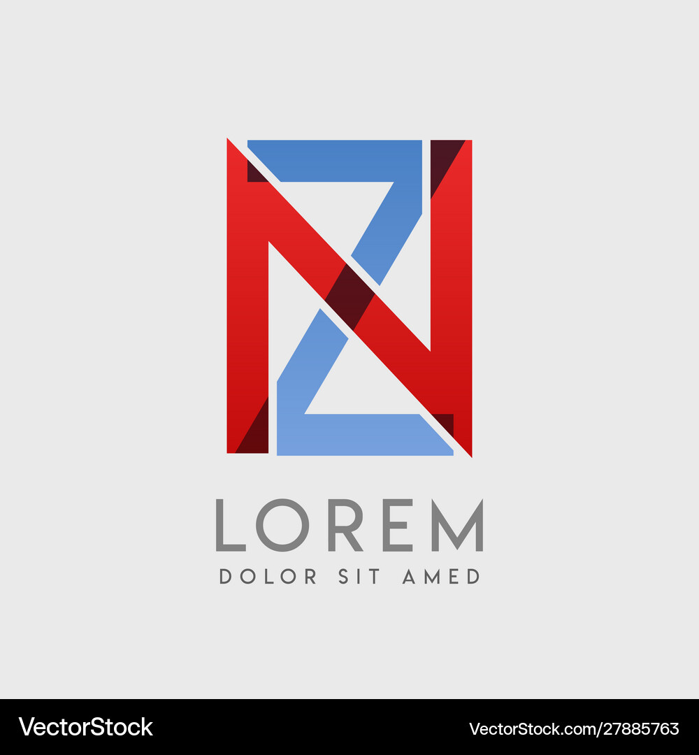 Nz logo letters with blue and red gradation Vector Image
