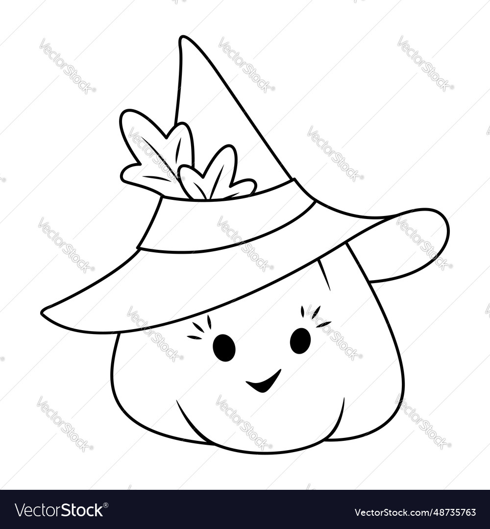 Pumpkin witch coloring page for halloween cartoon Vector Image