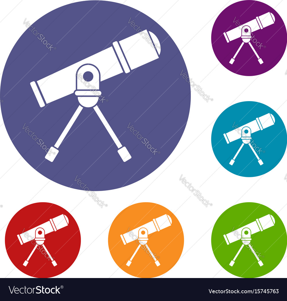 Space telescope icons set Royalty Free Vector Image