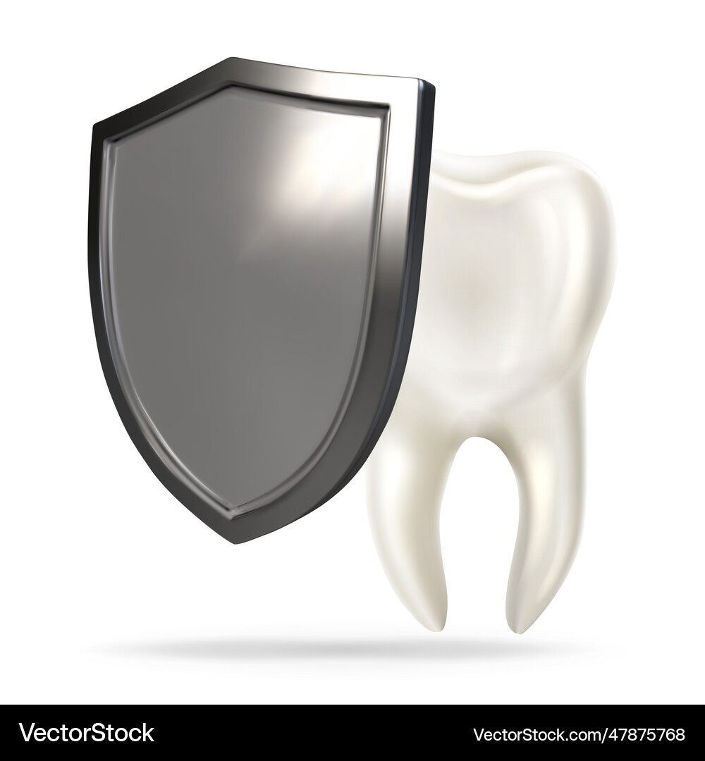 A tooth shield concept of shiny white tooth Vector Image