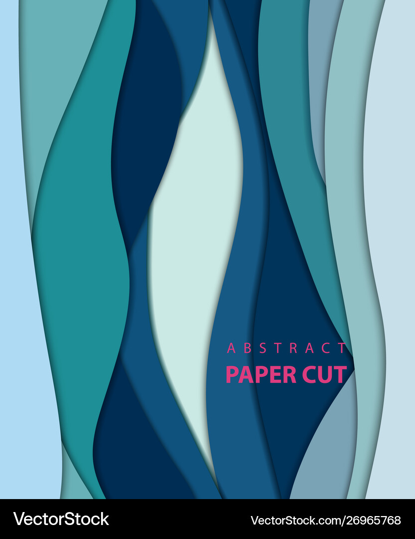 Background with deep blue color paper cut shapes Vector Image