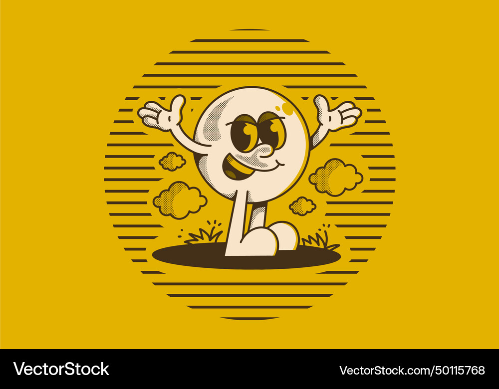 Ball head character with hands up and happy Vector Image