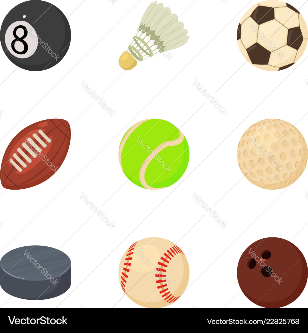 Dribble icons set cartoon style Royalty Free Vector Image