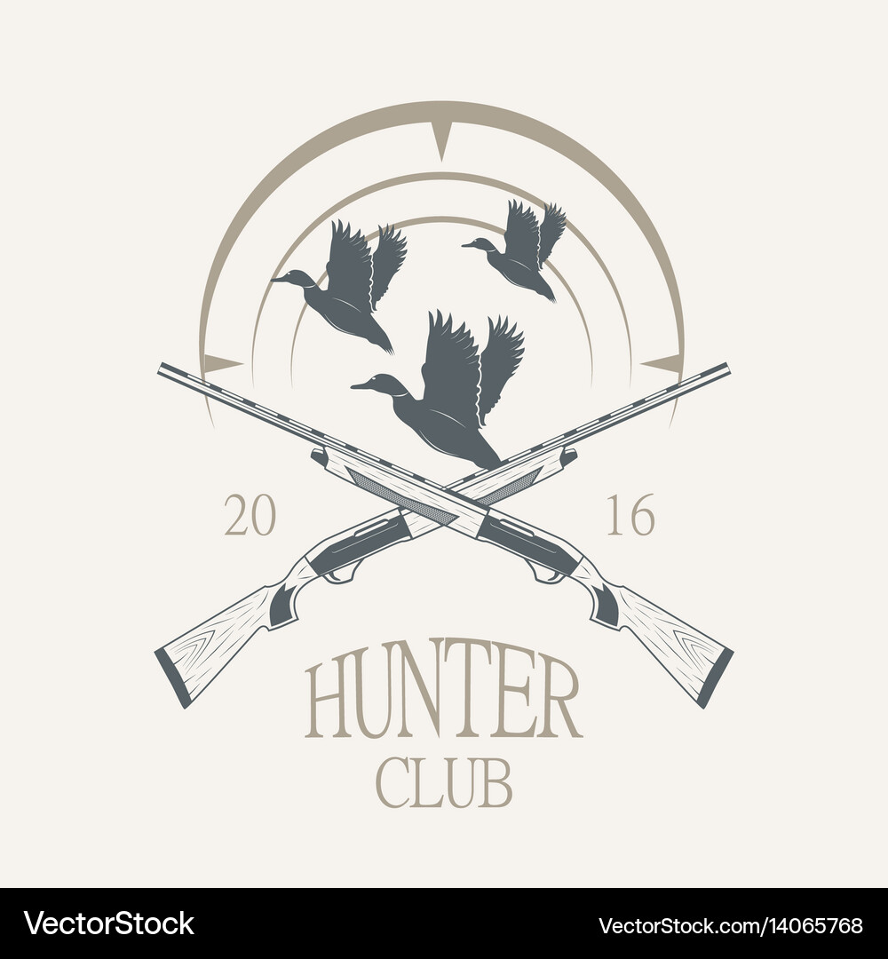 Duck hunting with shotguns icon Royalty Free Vector Image