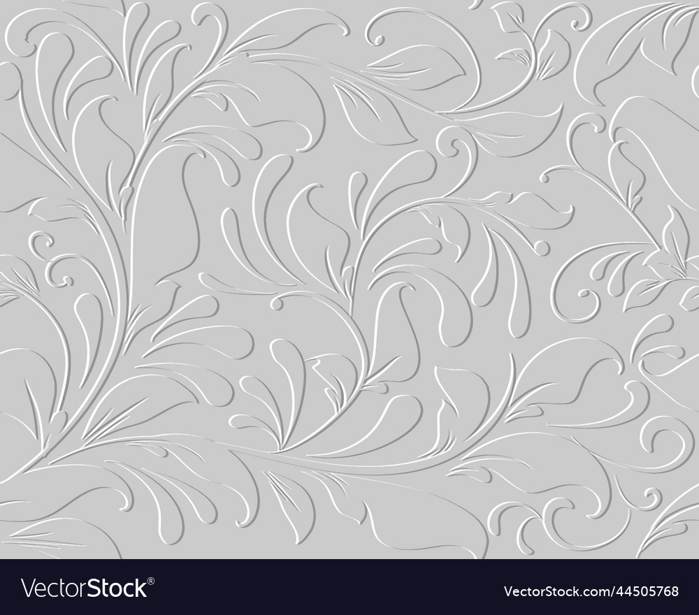 Emboss floral 3d seamless pattern embossed white Vector Image