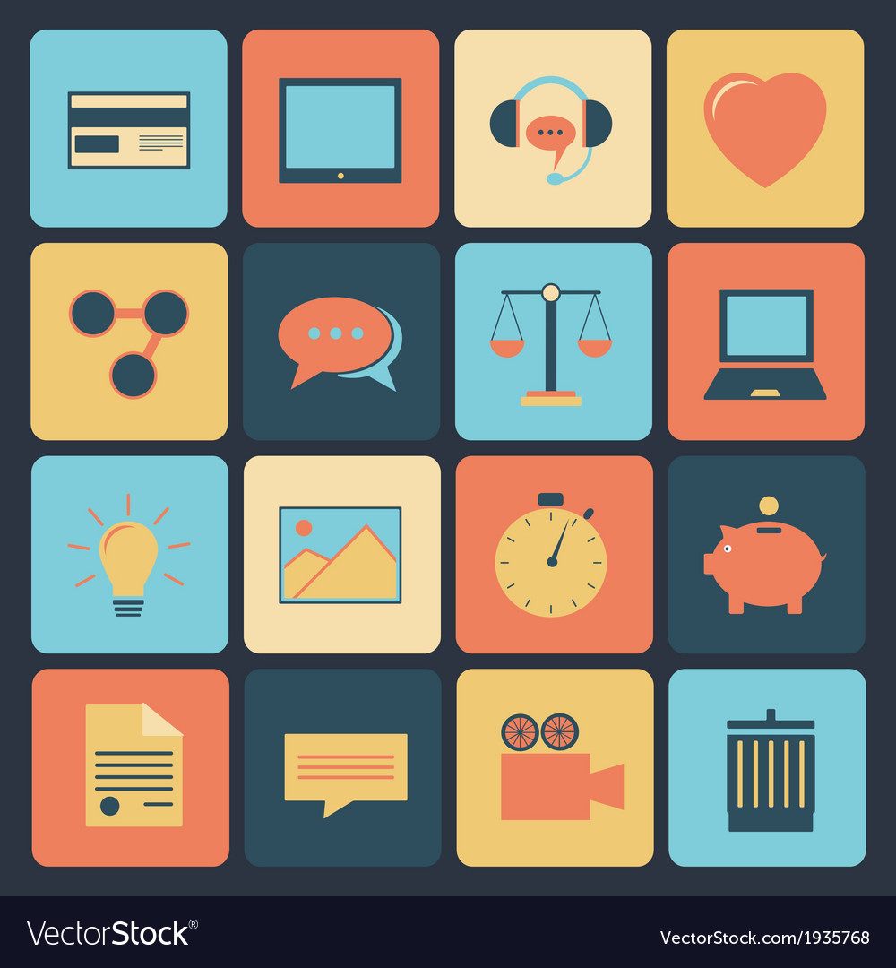 Flat set of modern icons Royalty Free Vector Image