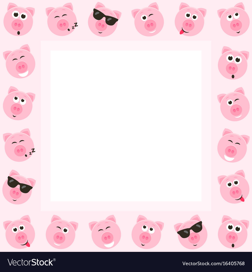 Frame with cute pink pigs Royalty Free Vector Image