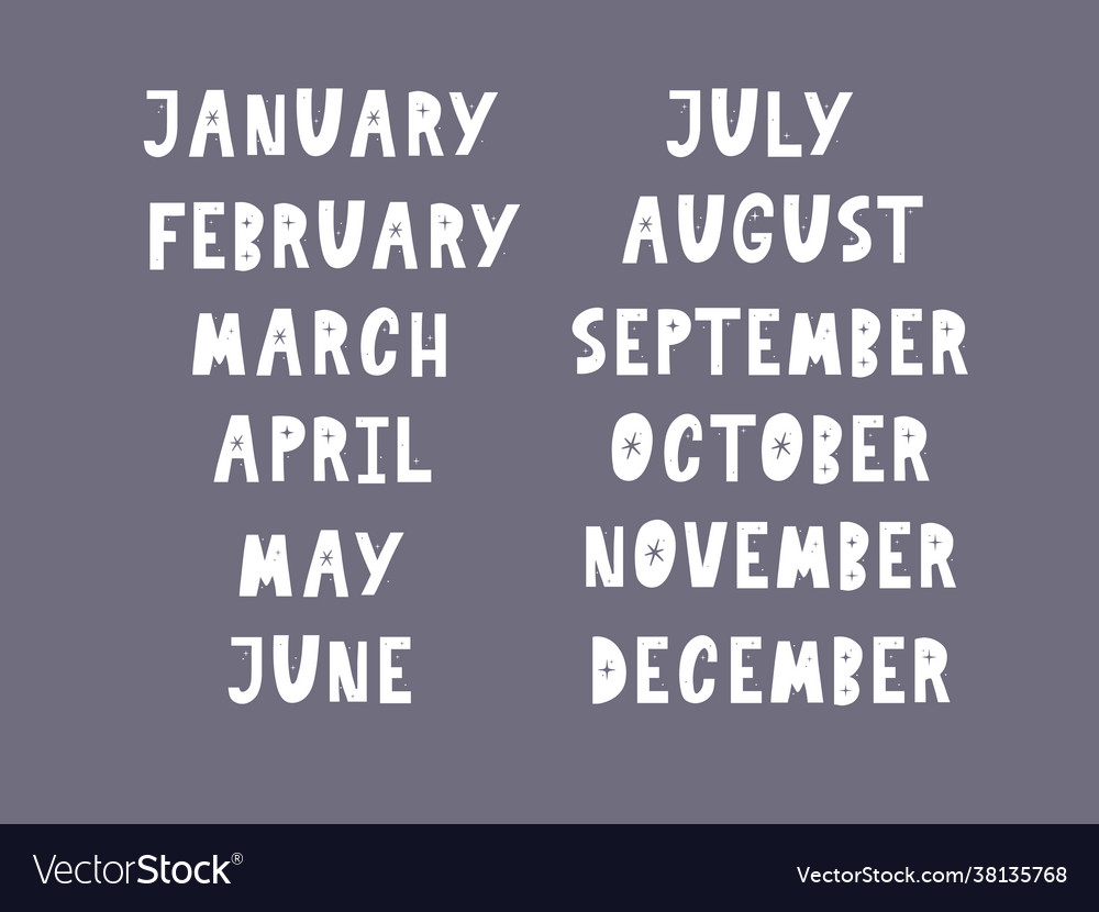 Handwritten names months december january Vector Image Handwritten names months december january Vector Image