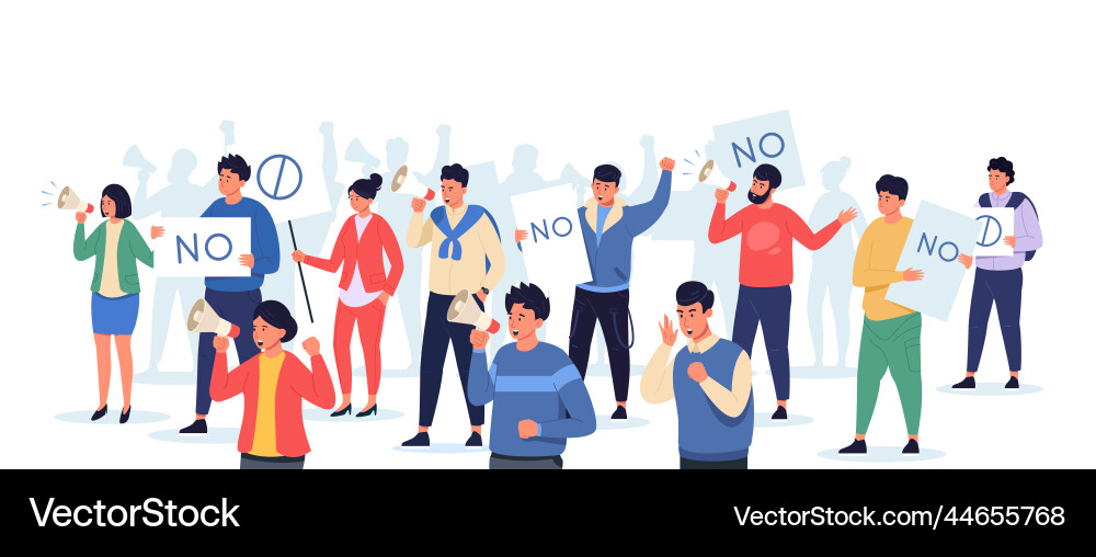 People on protest crowd of activists Royalty Free Vector
