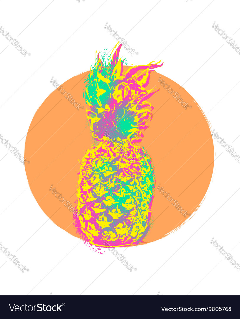 Pineapple fruit colorful art design for summer Vector Image