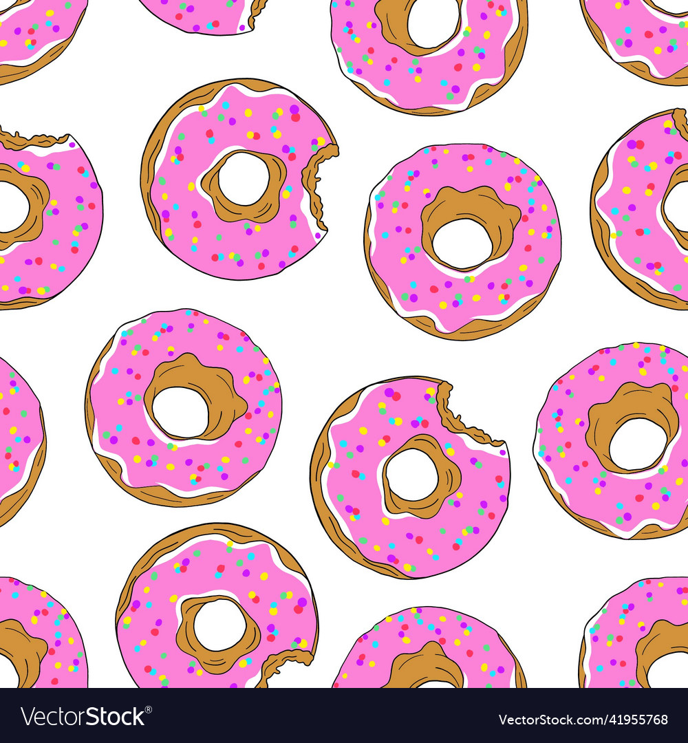 Pink donuts seamless pattern Royalty Free Vector Image