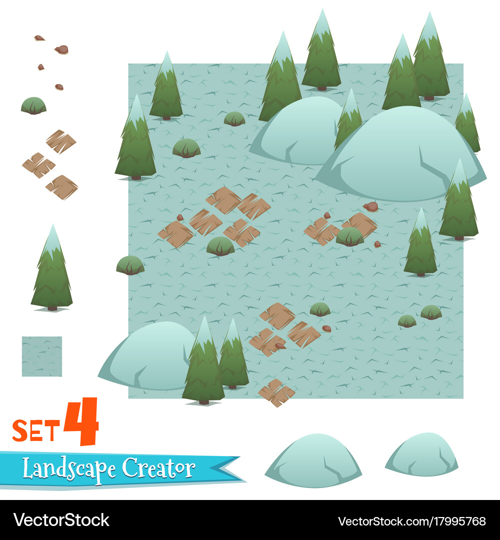 Set of winter forest landscape Royalty Free Vector Image