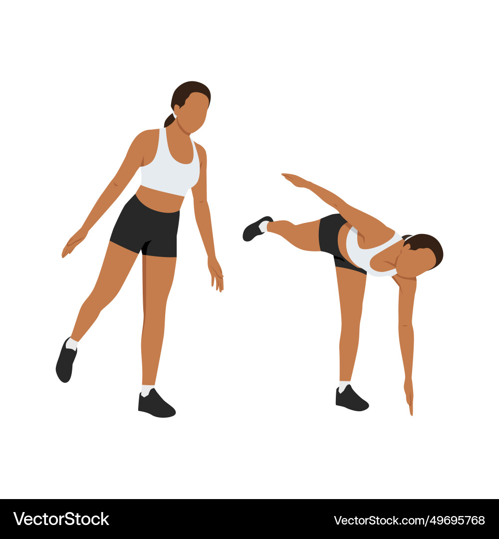 Woman doing exercise with body toe touches Vector Image