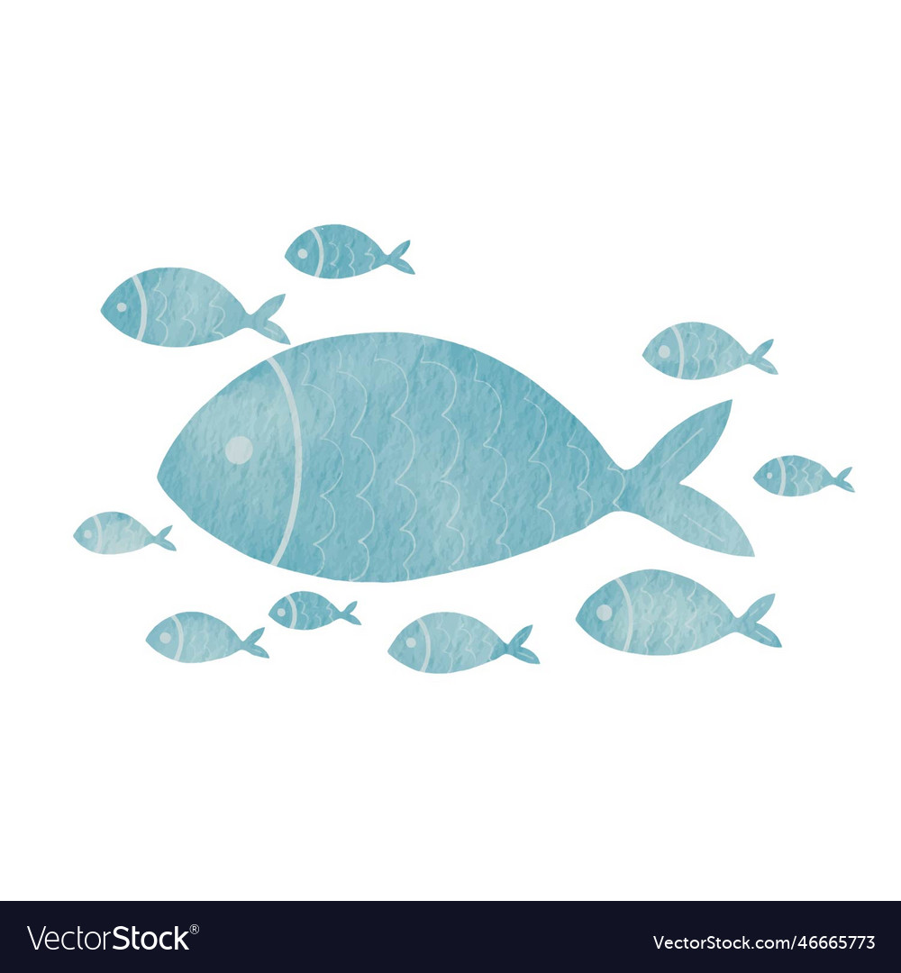 Abstract school of fish watercolor for marine life