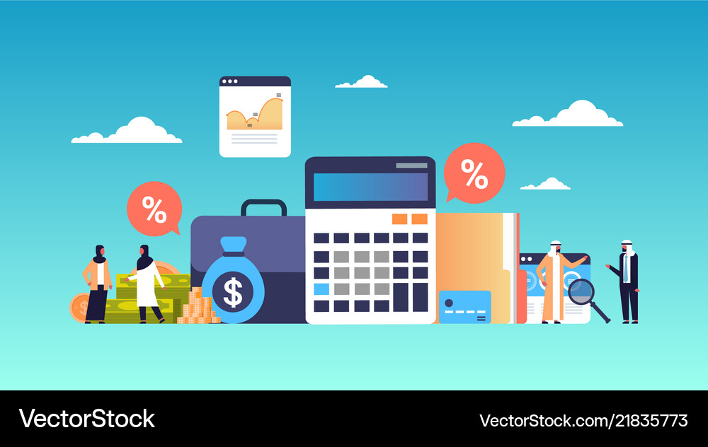 Arabic business people graph finance analysis Vector Image