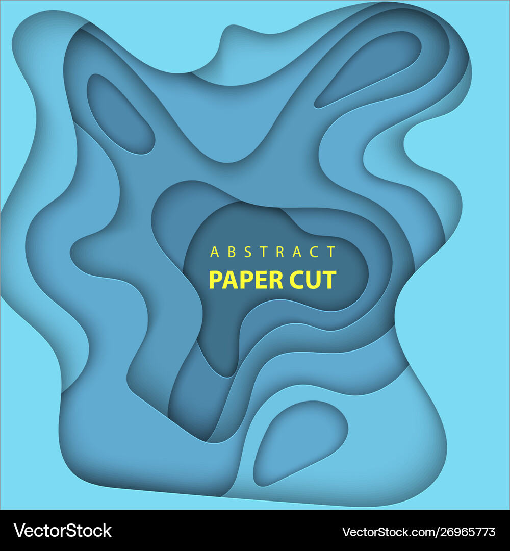 Background with deep blue color paper cut shapes Vector Image