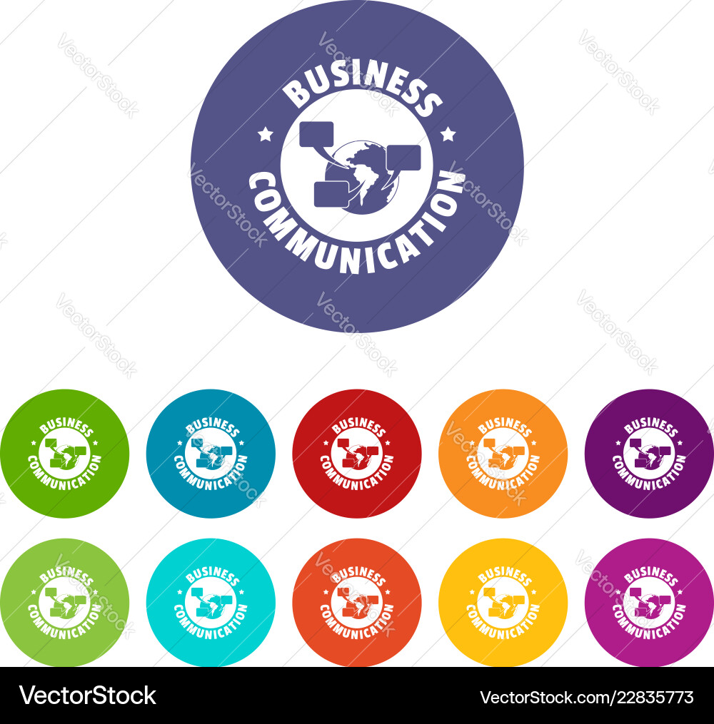 Business communication icons set color Royalty Free Vector