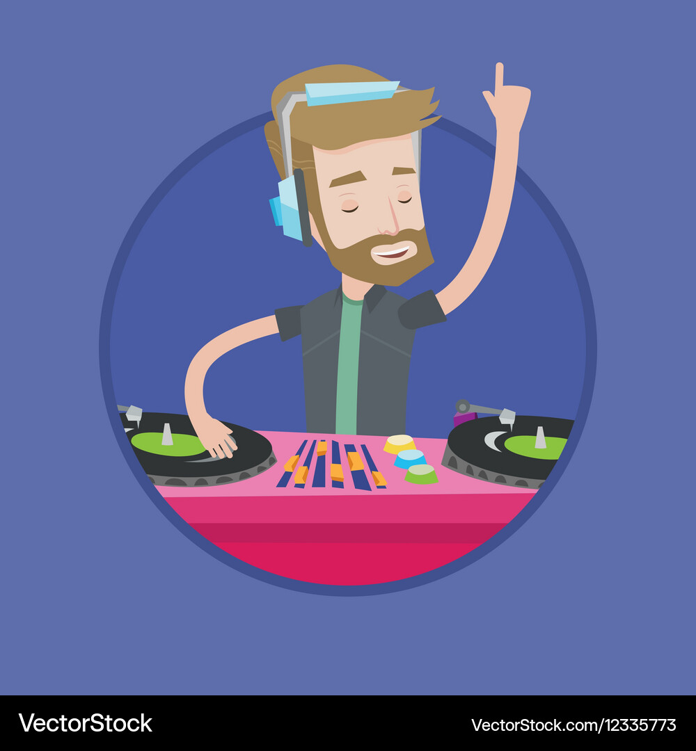 Dj mixing music on turntables Royalty Free Vector Image