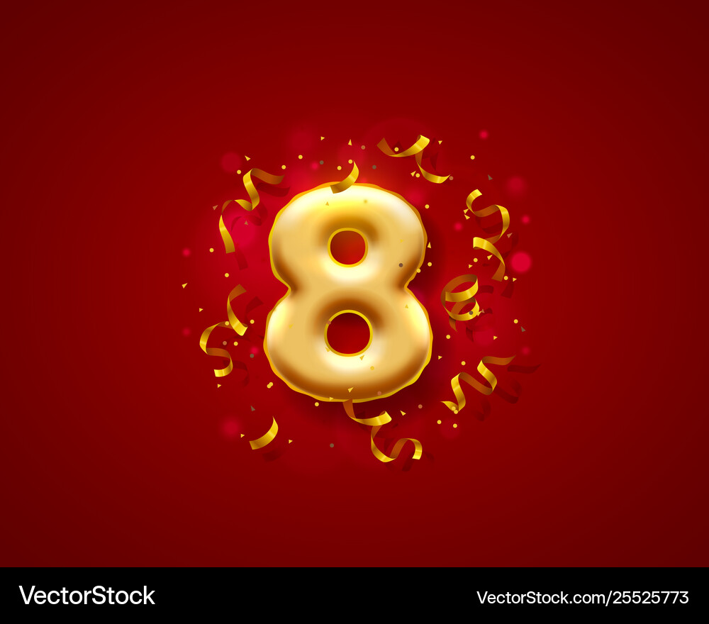 Festive ceremony balloons 8th numbers Royalty Free Vector