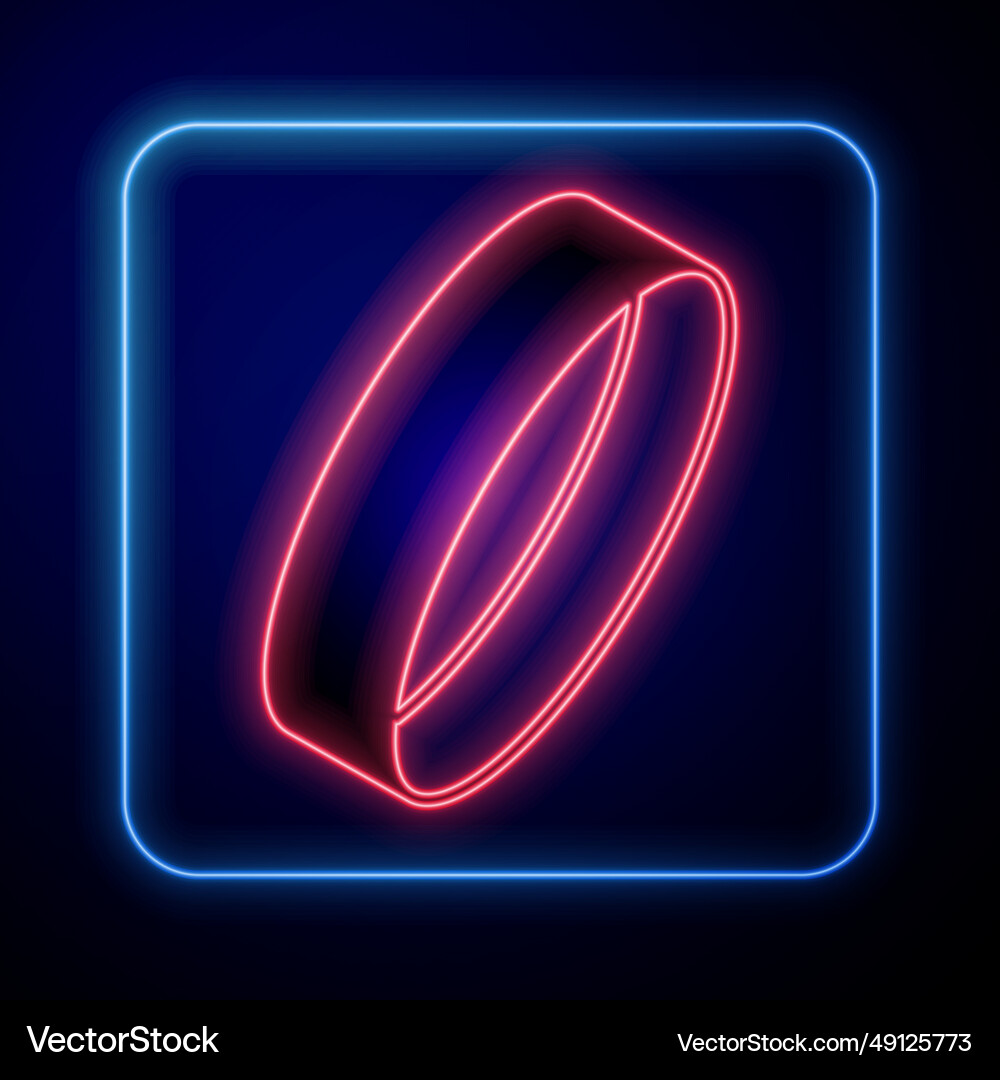 Glowing neon gold ring icon isolated on black Vector Image