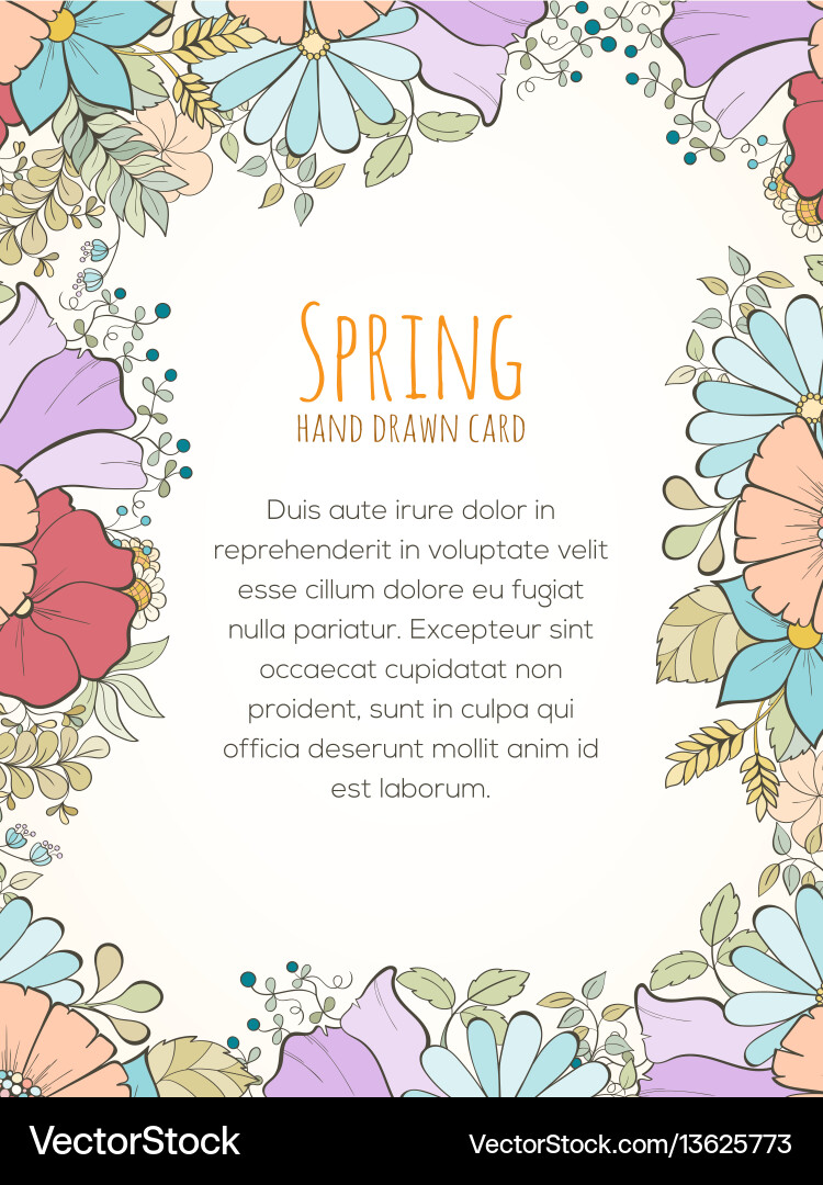 Hand drawn flower invitation card Royalty Free Vector Image