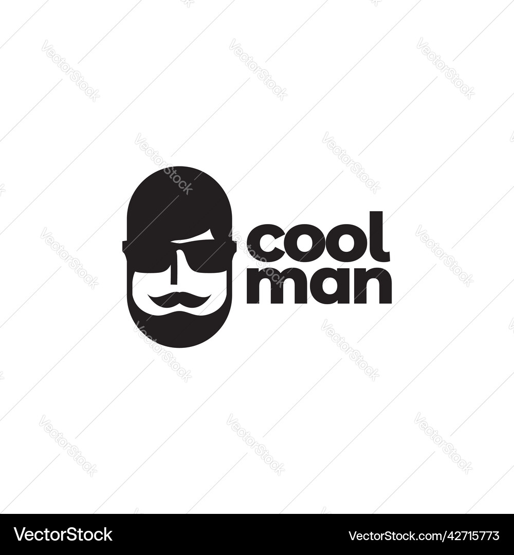 Head cool man with beard and sunglasses logo Vector Image