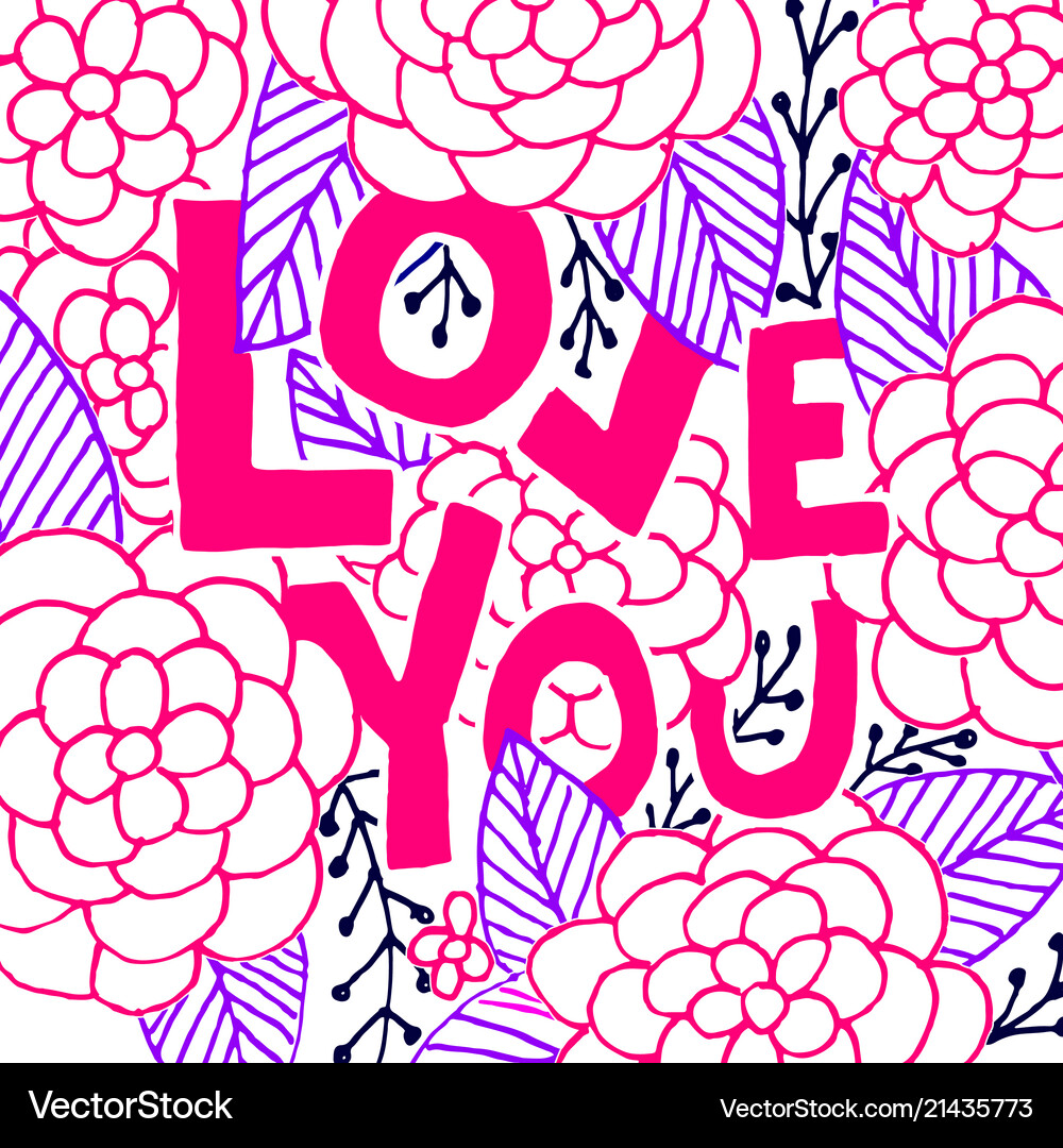 Love you hand lettering Royalty Free Vector Image