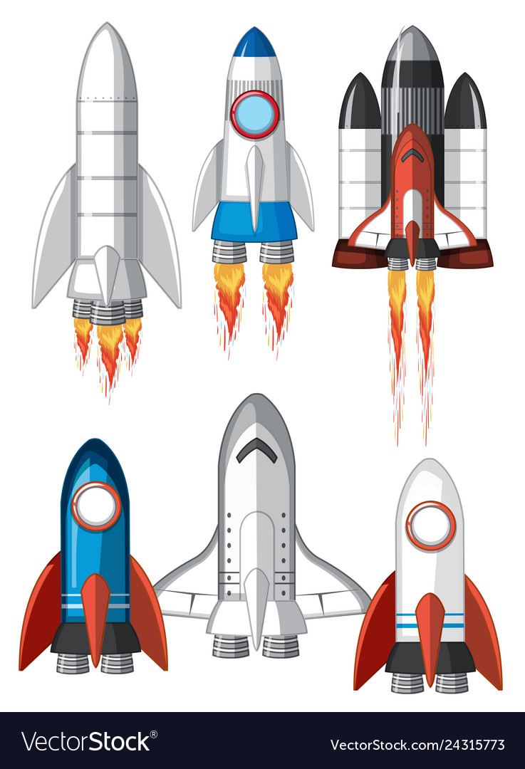 Set of spaceship on white background Royalty Free Vector