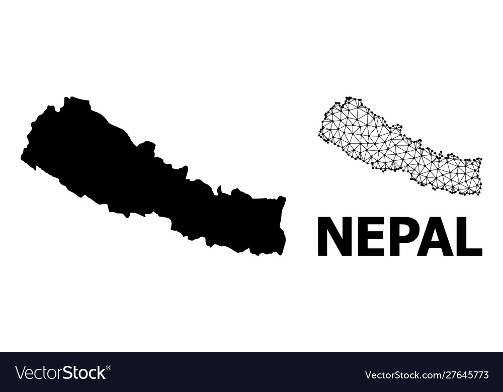 Solid and mesh map nepal Royalty Free Vector Image