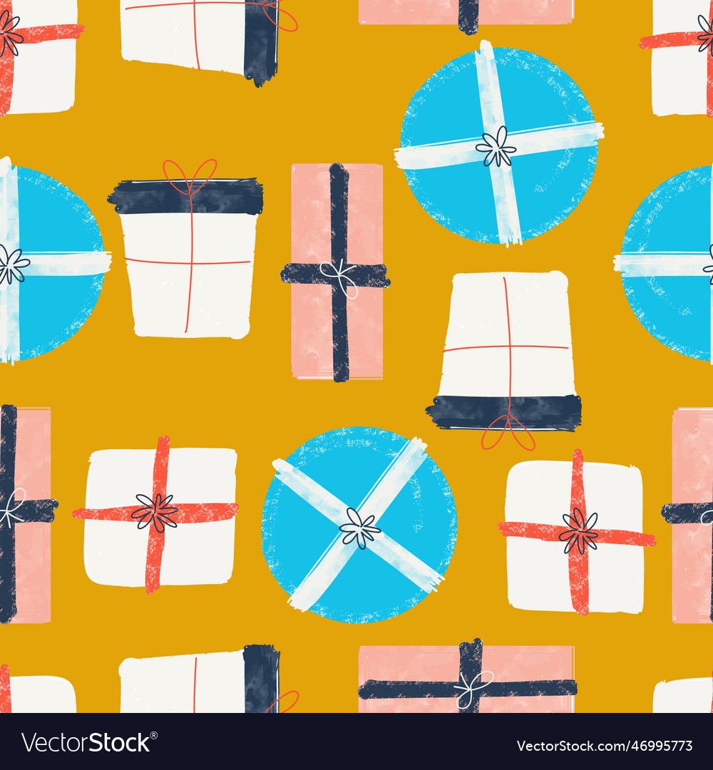 Textured gift boxes seamless pattern Royalty Free Vector