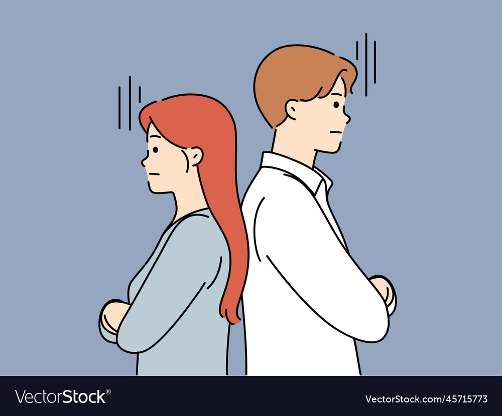 Unhappy couple avoid talking Royalty Free Vector Image